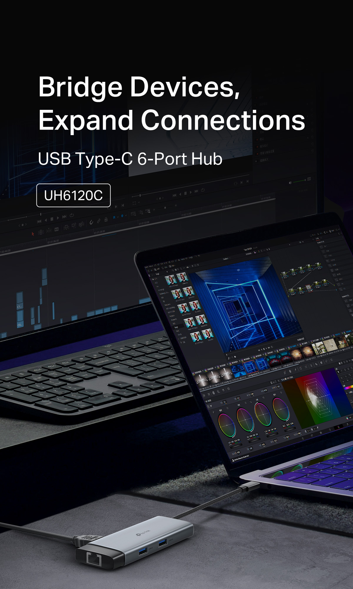 TP-Link UH6120C 6 Port with 100W Charging Ports 4K HDMI SuperSpeed Type ...