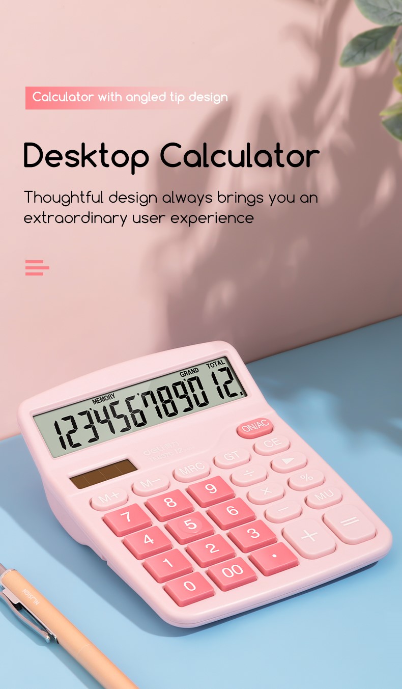 Deli Desktop Calculator 12 Digit Dual Power LCD TE837C | Shopee Malaysia