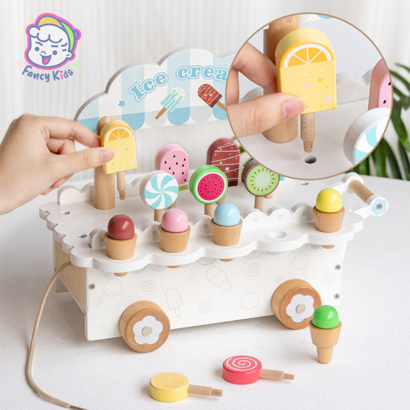 Wooden Mini Ice Cream Shop Set/Ice Cream Vendor Truck Cart Toy/Pretend ...