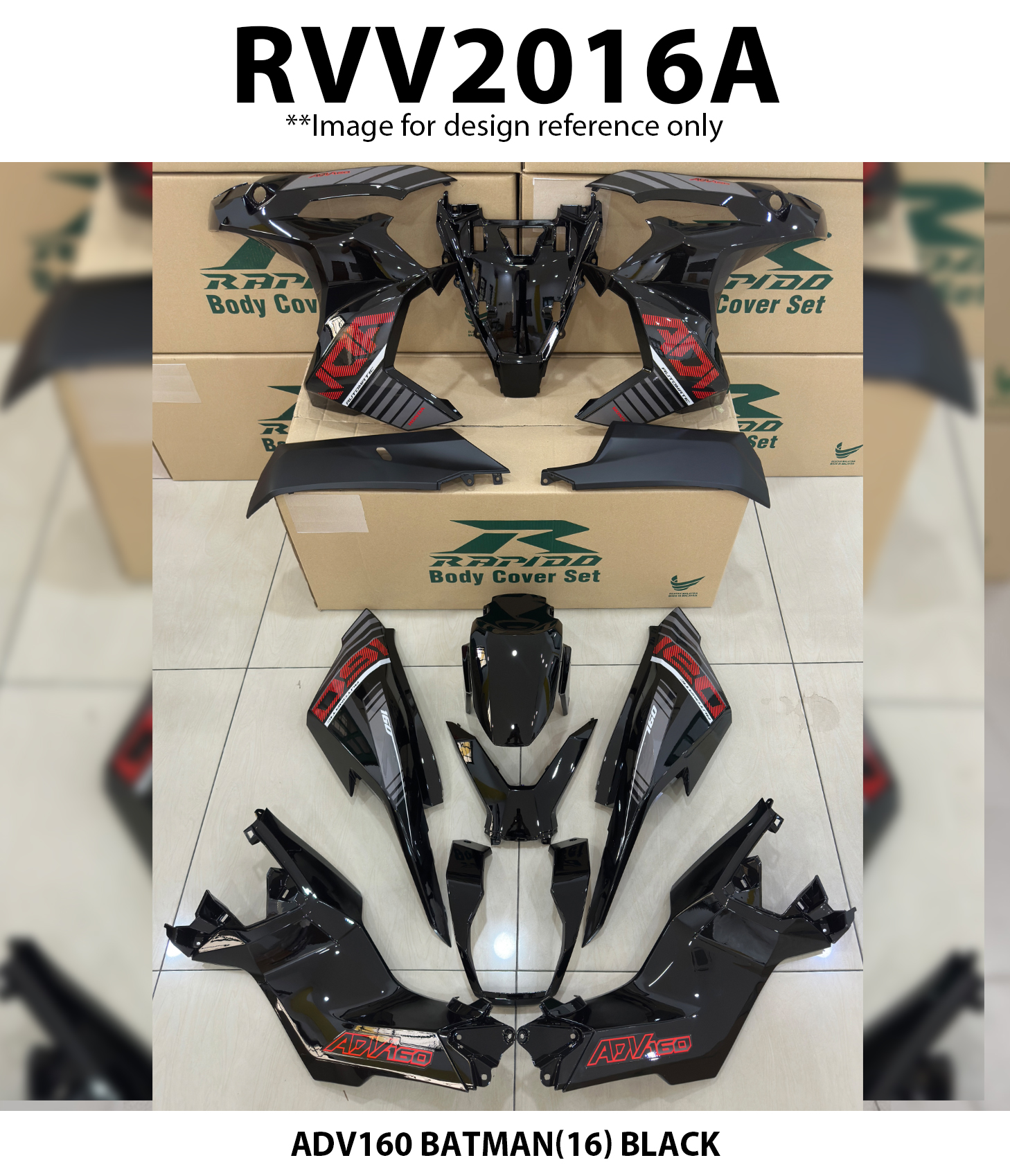 RAPIDO Cover Set HONDA Adv Adv160 Batman (16) Black Red Silver Body ...