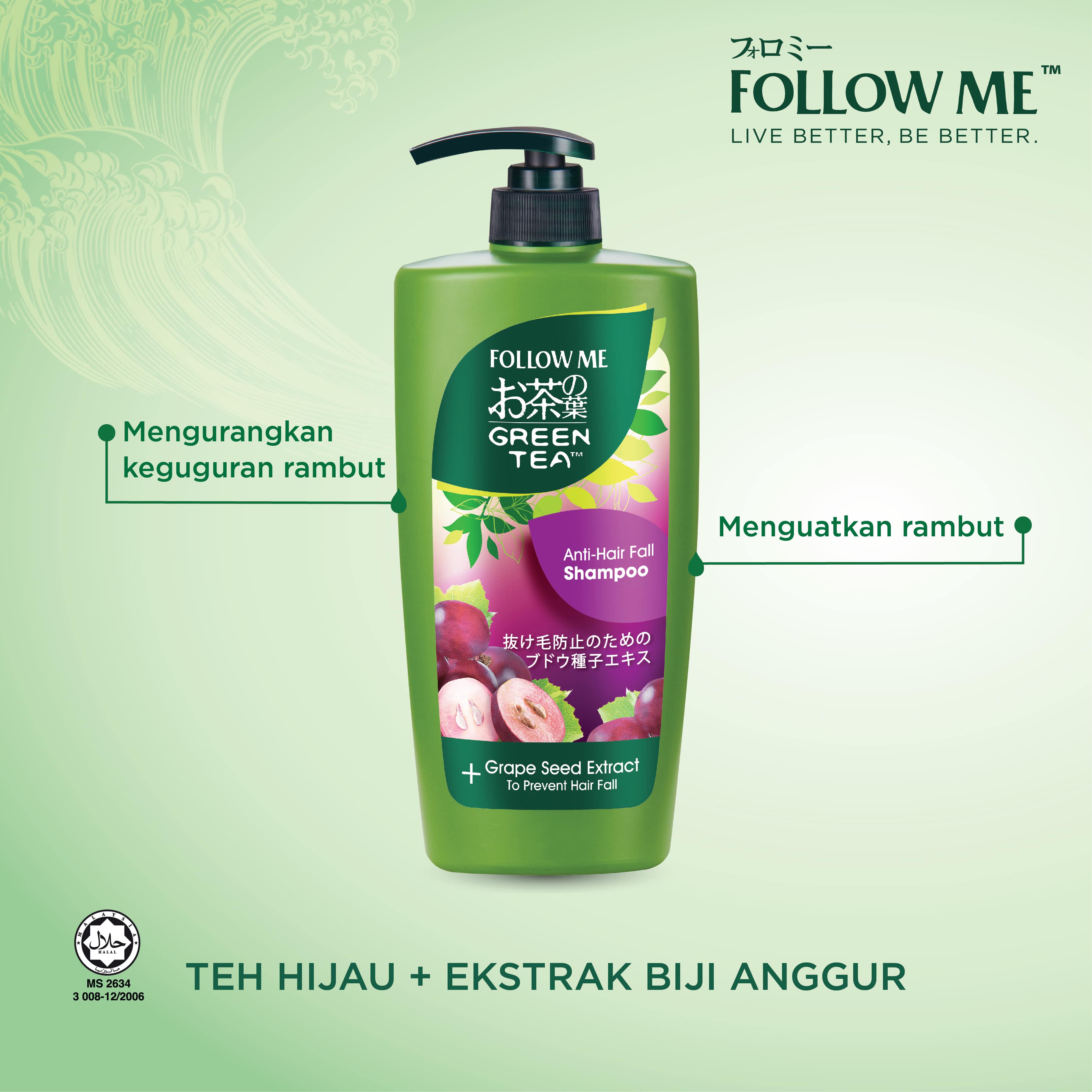 Follow Me Green Tea Shampoo 320ml (Anti-Hair Fall) | Shopee Malaysia