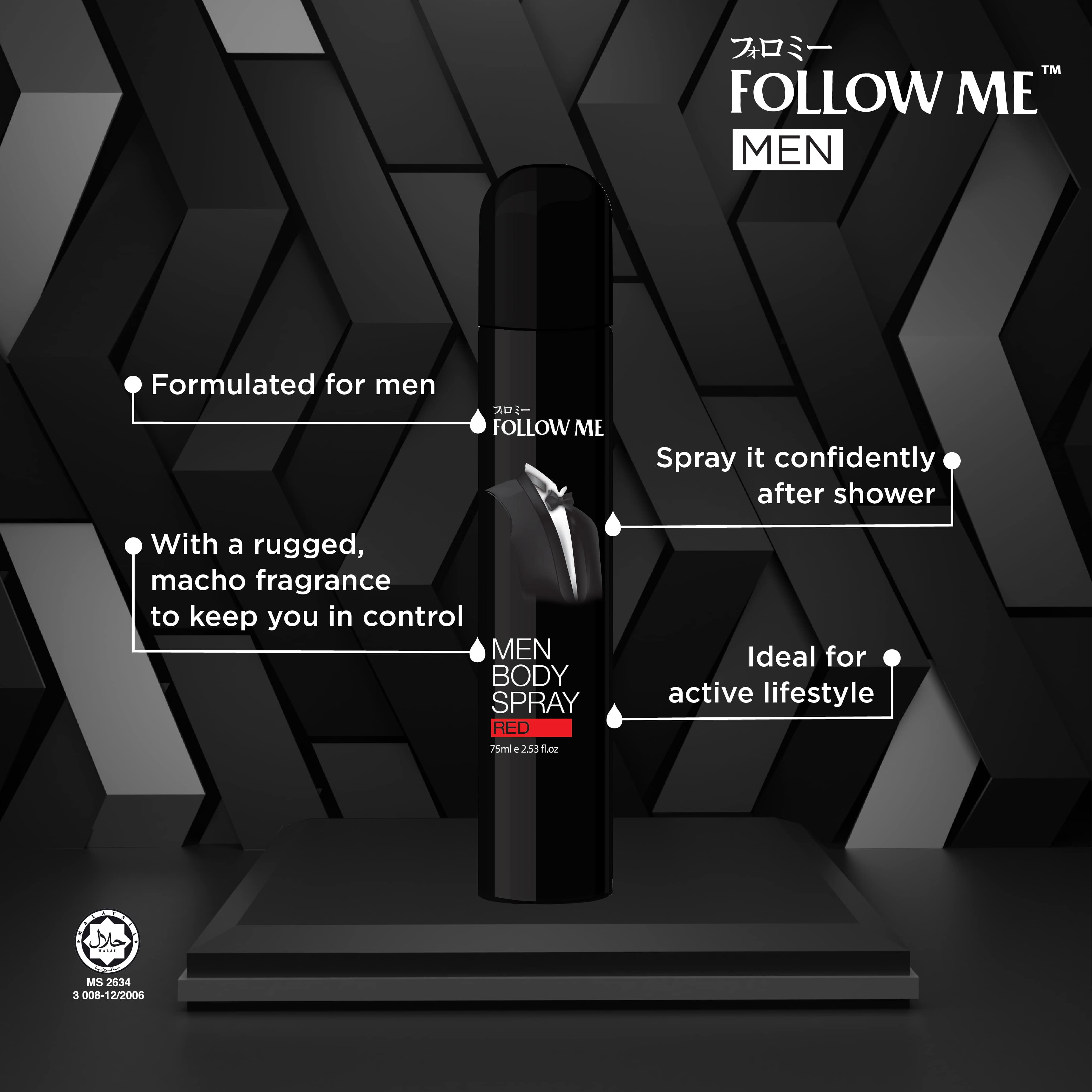 Follow Me Men Body Spray (Red) 75ml | Shopee Malaysia