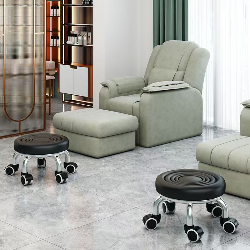Heavy Duty 300KG Small Chair Round Stool With Wheels PU Leather Bangku ...