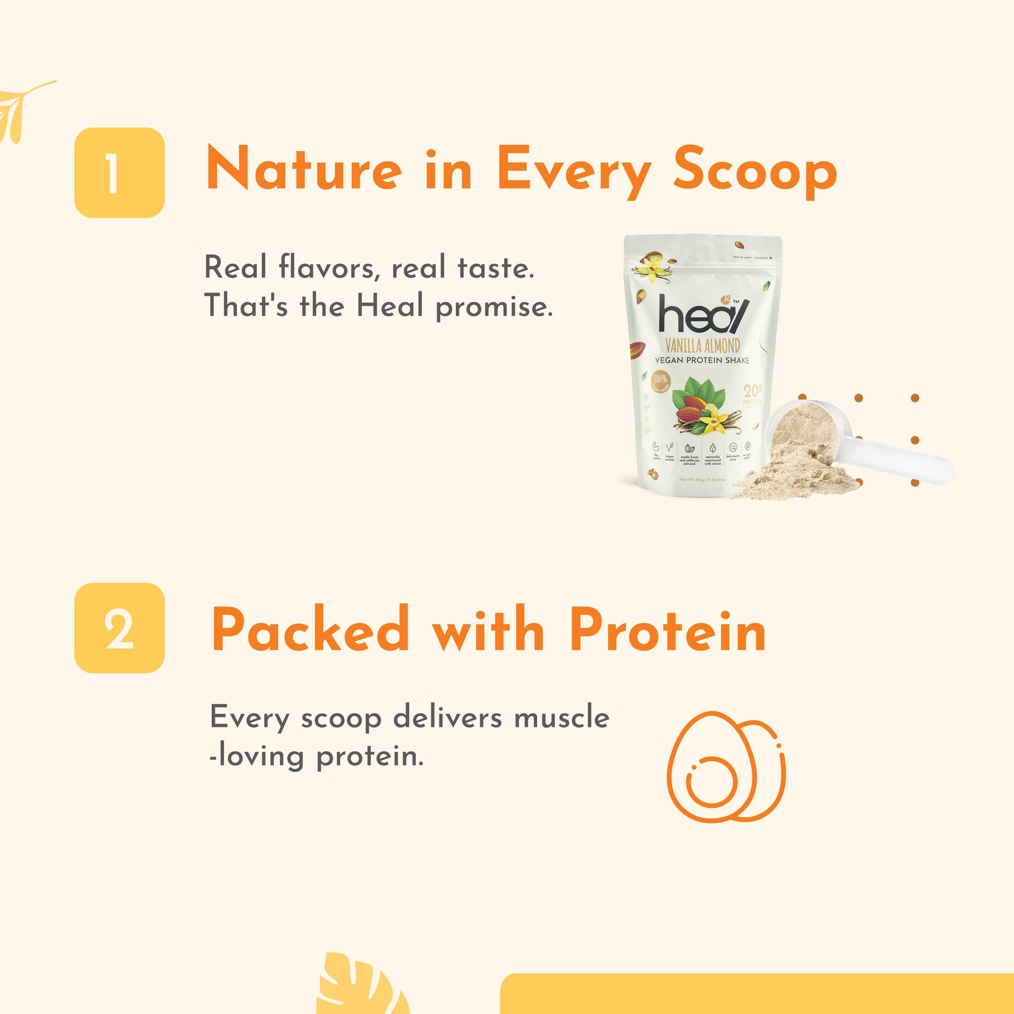 HEAL PROTEIN SHAKE POUCH Powder Pack Whey Protein/Pea Protein/Plant ...