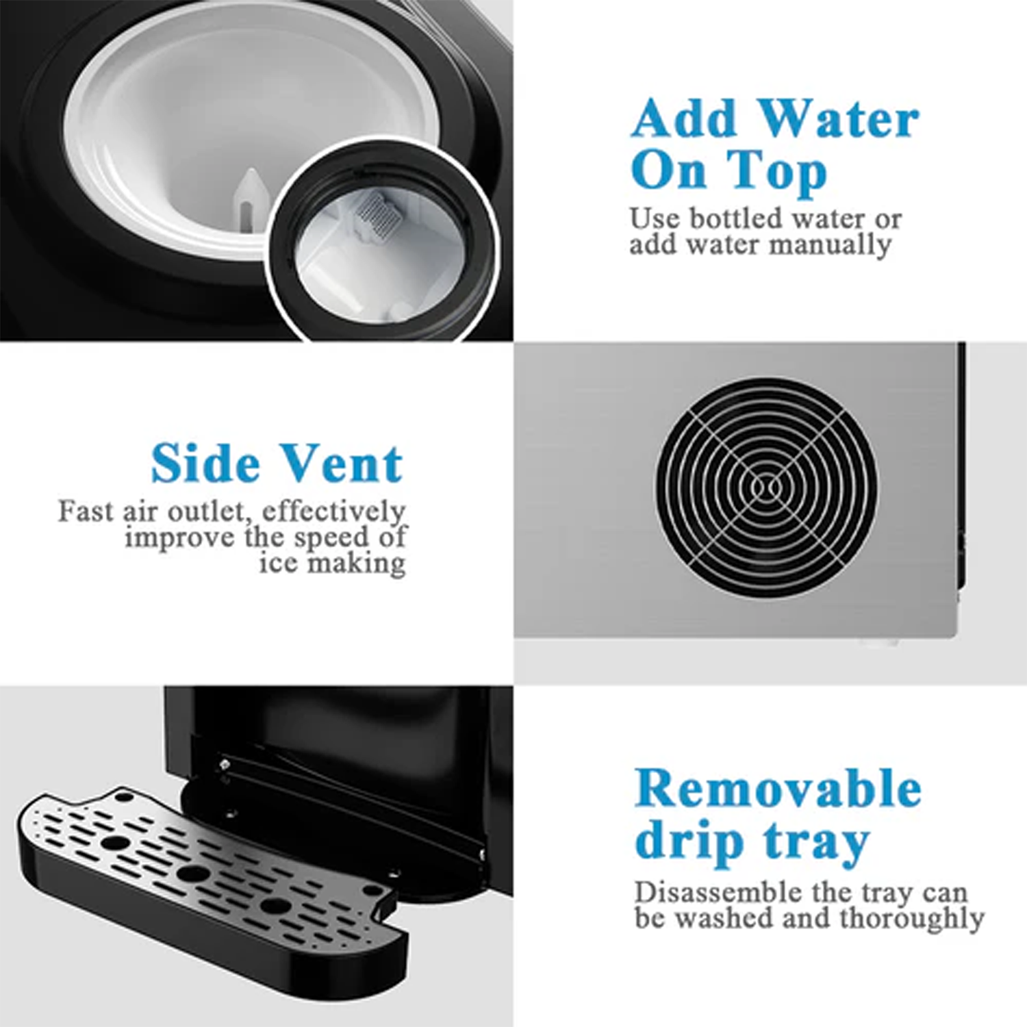 HYDRIXX 3 in 1 Ice Maker with Hot & Cold Countertop Pipe-In Ice Cube ...