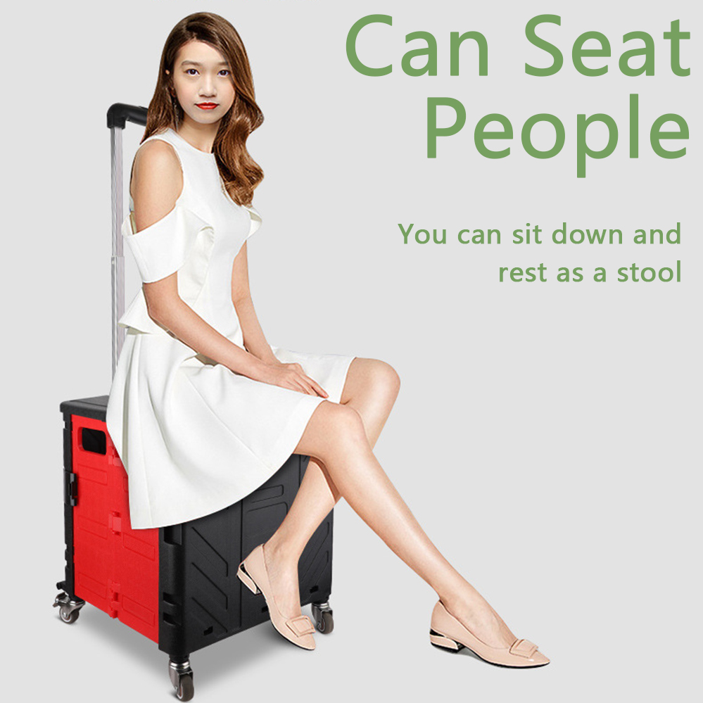 75L Folding Shopping Cart Trolley With 8 Wheels Climber Ladder Load ...