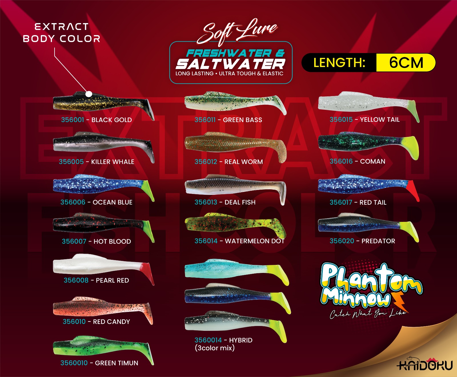 KAIDOKU (MACAM ZMAN) SP SOFT PLASTIC #PHANTOM MINNOW #6CM (2.5'' INCI) 10X LURE SCENTED SMELL ...