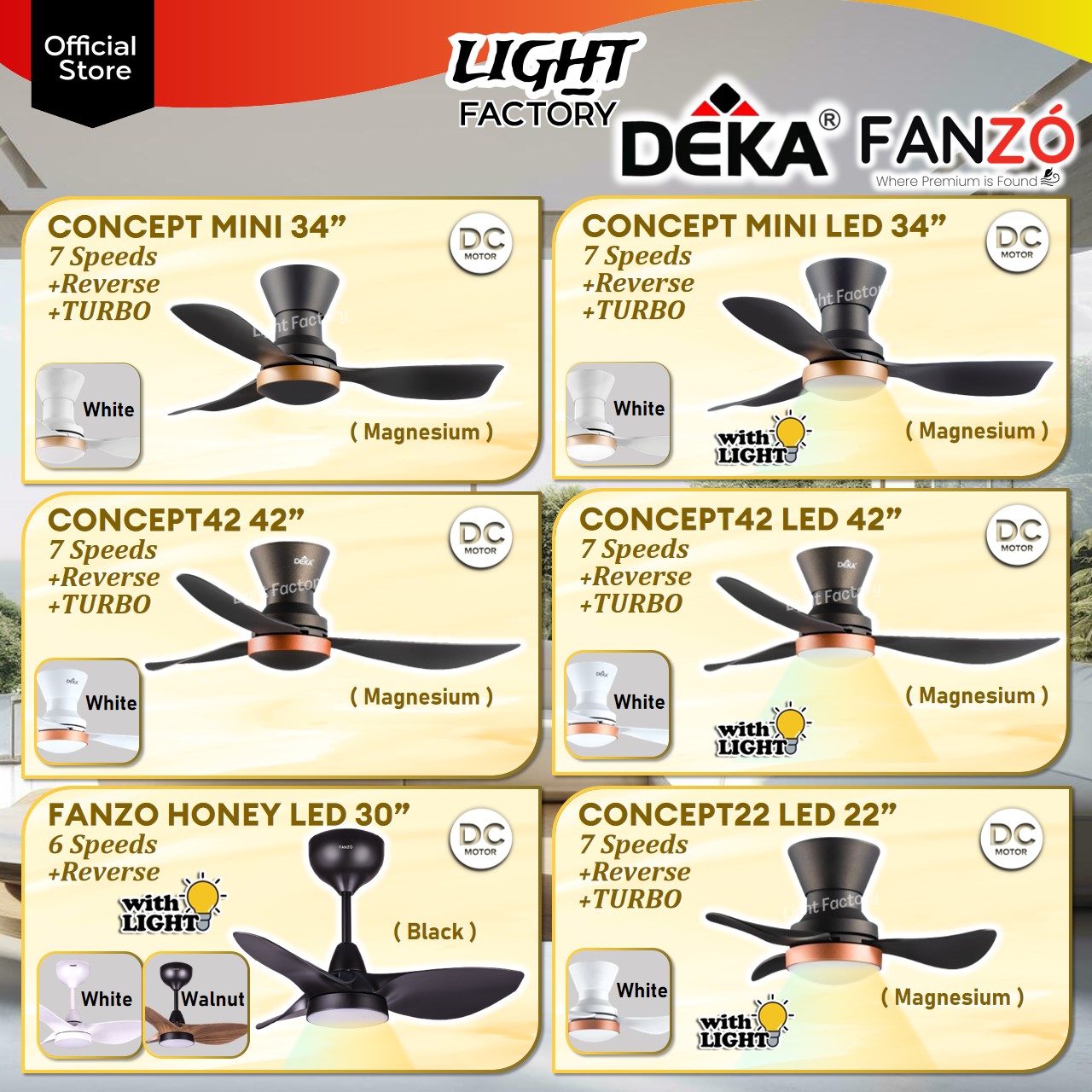 【FREE SHIPPING】DEKA CONCEPT MINI Fan 34" 42" 22" 16 Speed Remote ...