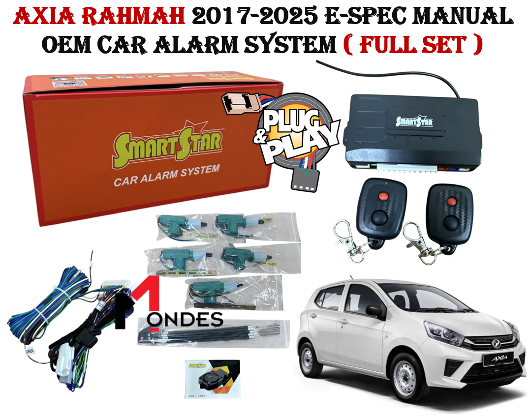 FULL SET AXIA RAHMAH 2017-2025 E-SPEC (MANUAL) OEM CAR ALARM SYSTEM ...
