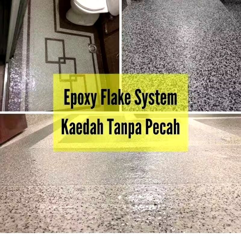 FULL SET Epoxy Colour Flake Coating Toilet Floor Tile Leaking ...