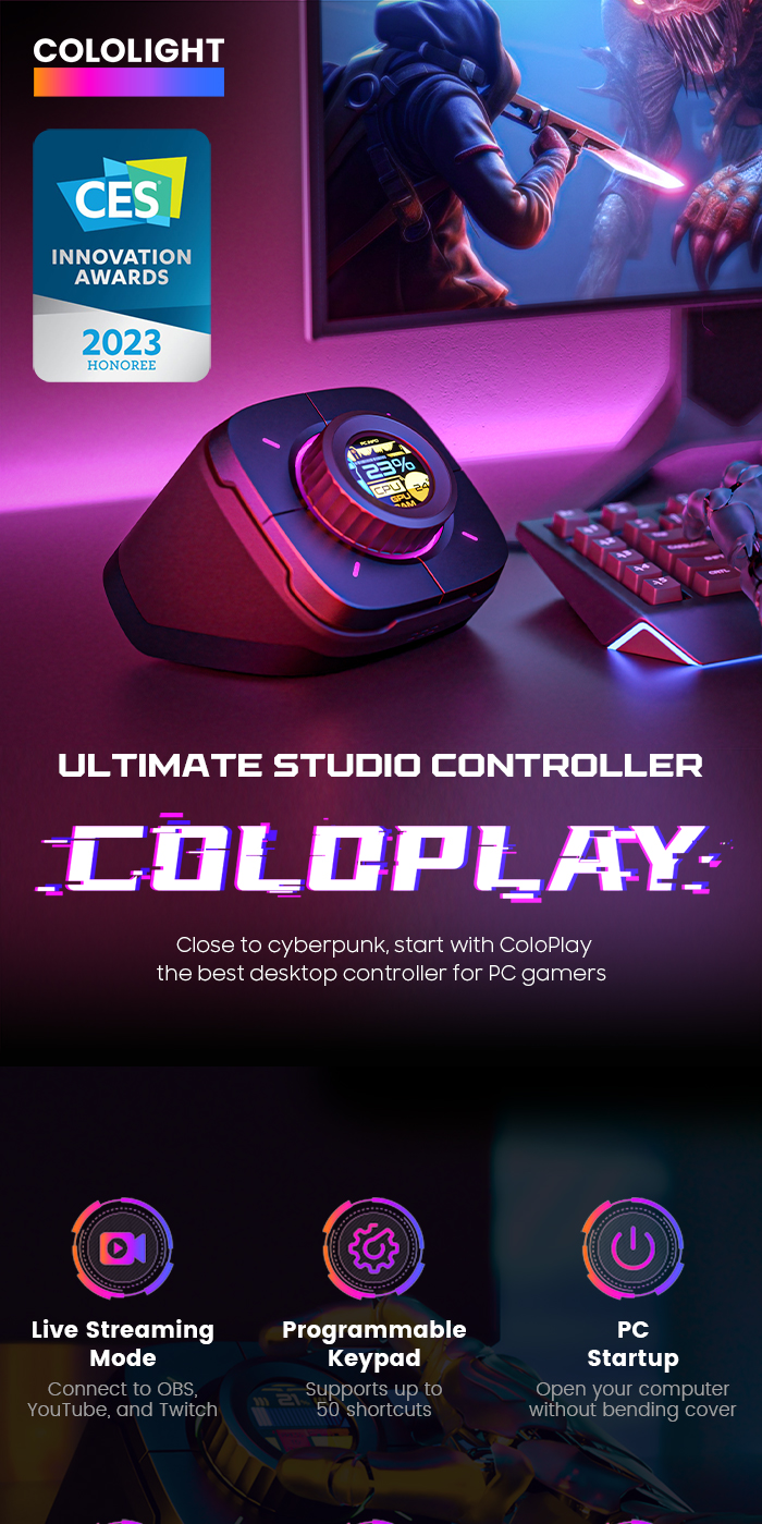 COLOLIGHT COLO PLAY Cyberpunk Desktop Controller Dekstop Clock PC ...