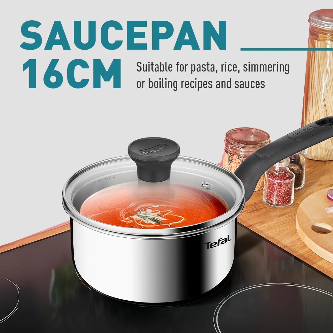 [NEW] Tefal Starter Stainless Steel 6pcs Set (16cm Saucepan + 20 & 24cm ...