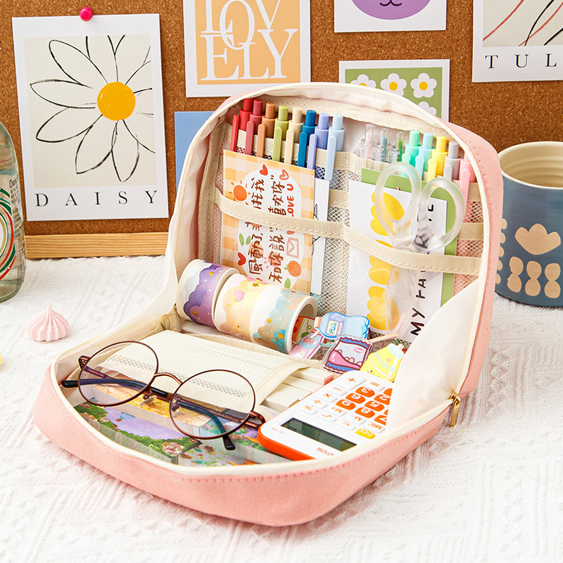 🇲🇾 Ready Stock 8 Pockets Large Capacity Student Pencil Case Canva Pen ...
