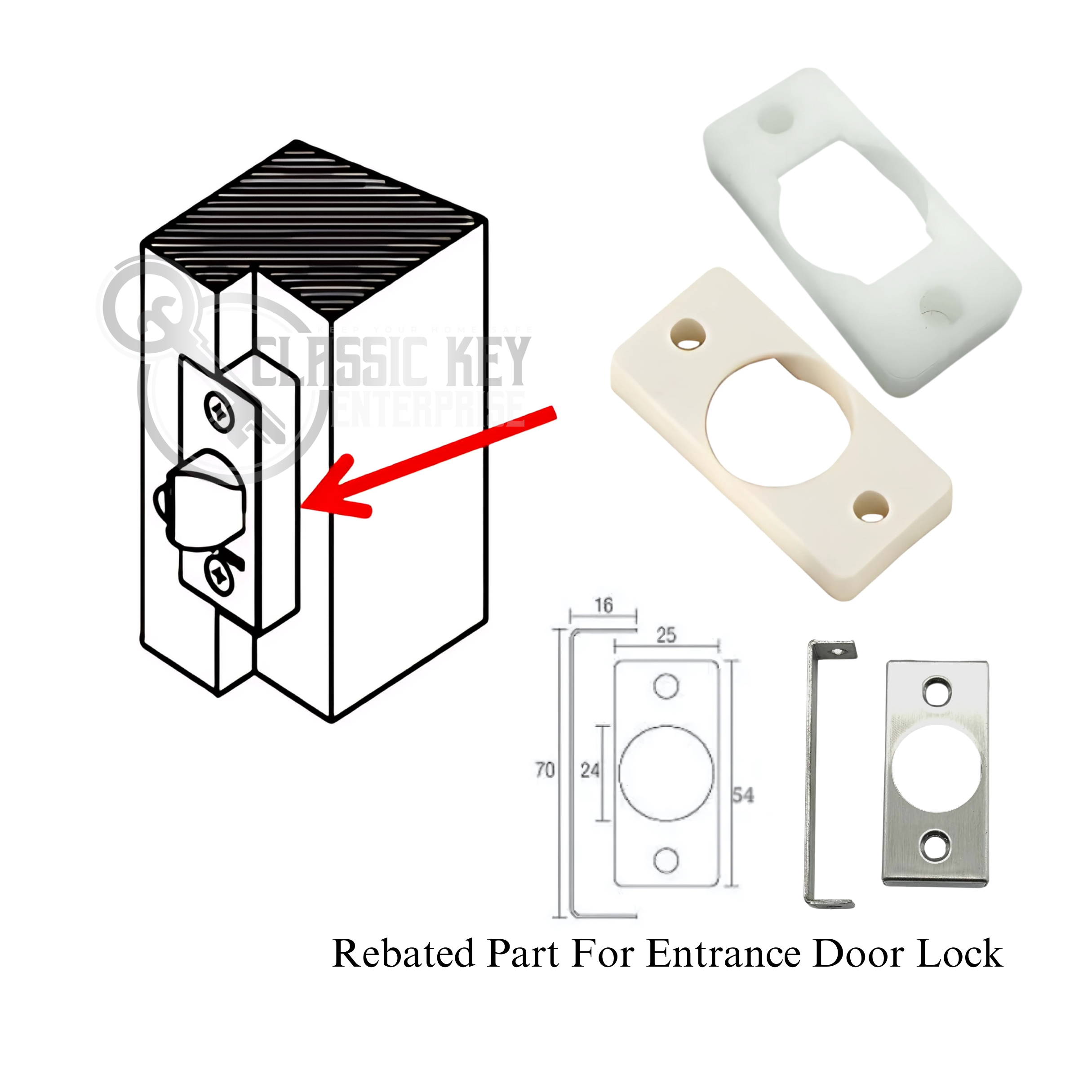 Round Strike Plate Cylindrical Lock Part Door Rebated Part Fitting ...
