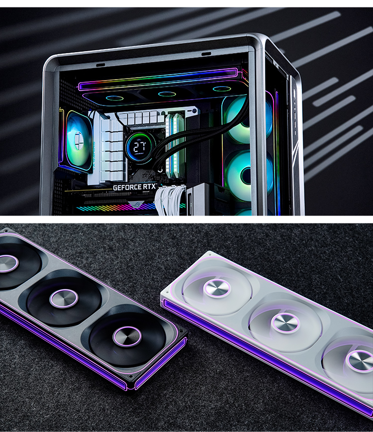 Jonsbo ZB-120/240/360 Black ARGB 3Pin PWM 120mm 240mm 360mm Fan / Building Block Fan / PC Case ...