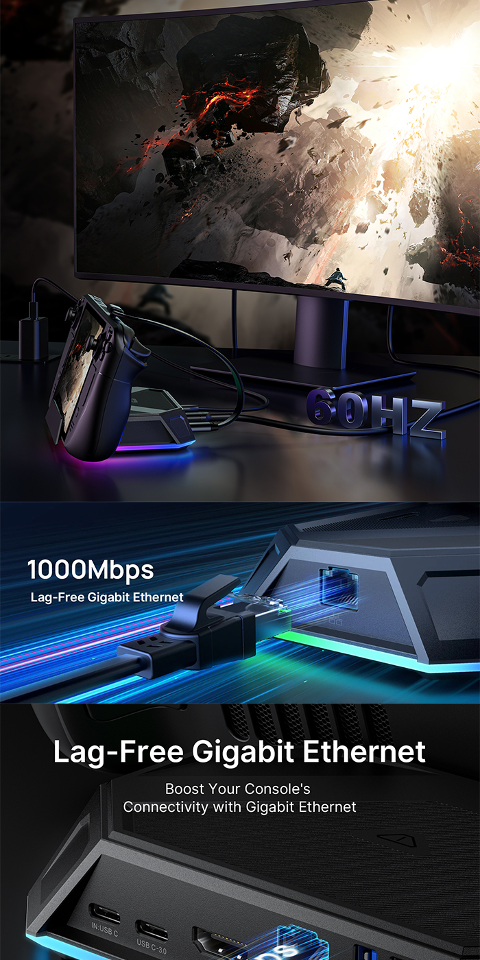 JSAUX HB0801S Black 8-Port RGB Docking Station Pro 8-in-1 Multifunction ...