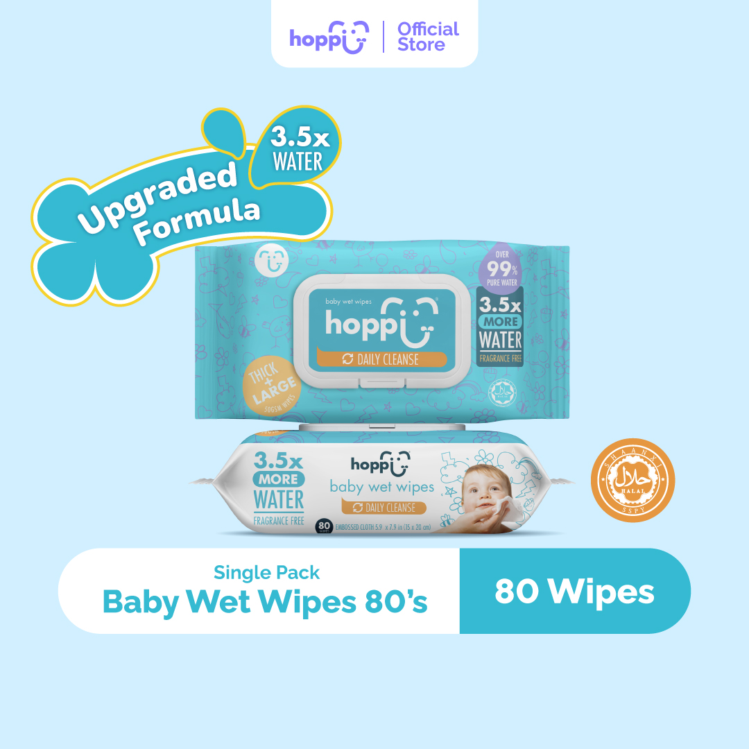 [Upgraded Formula] Hoppi Premium 99% Baby Water Wipes (80 Wipes x 3 Packs) | Shopee Malaysia