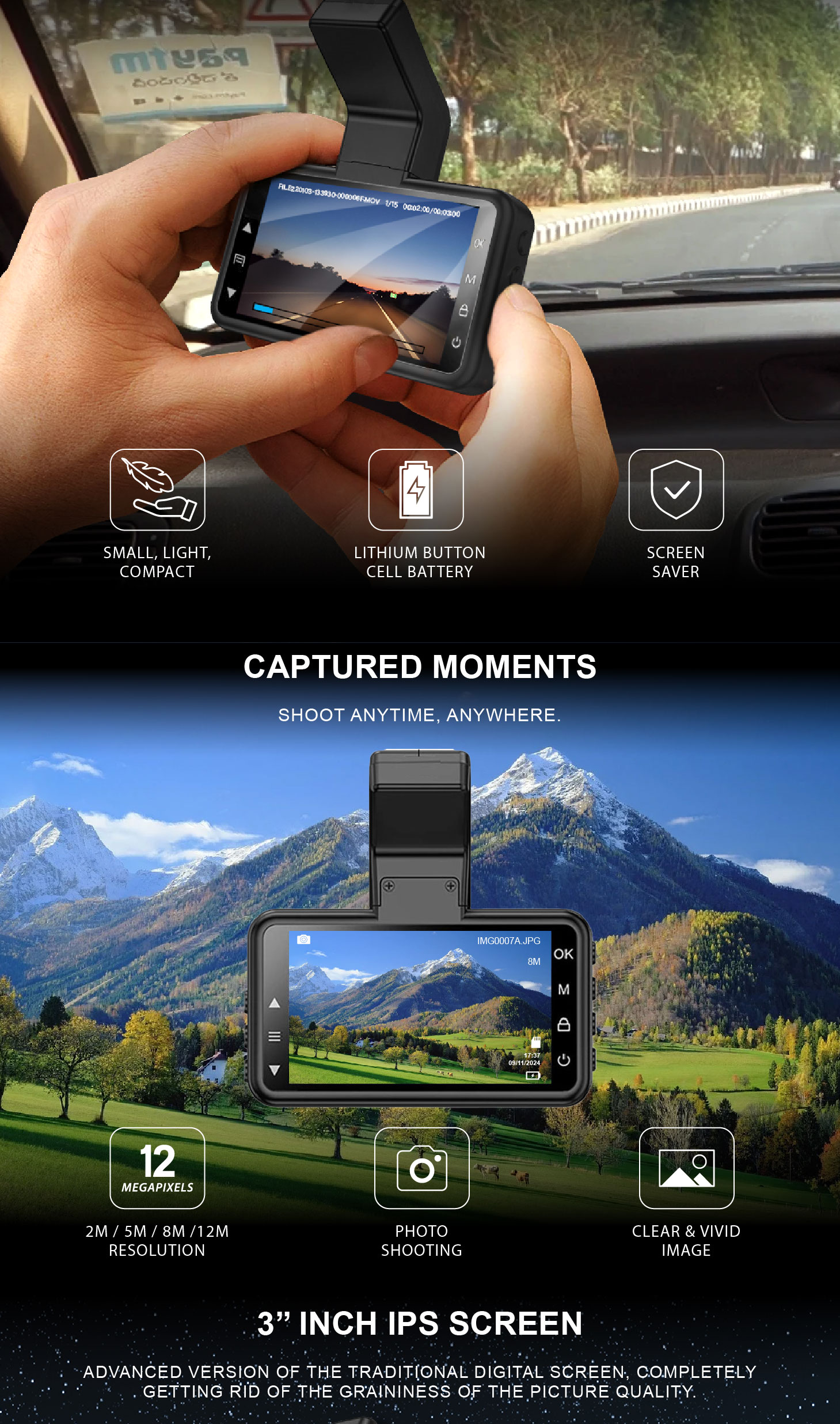 Azdome M17PRO 3K Quad HD+ Dual Channel Front & Rear Dash Cam Night ...