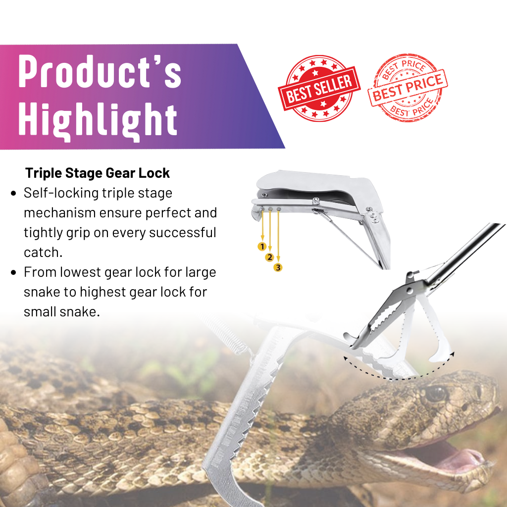 1.2M/1.5M Zigzag Wide Jaw Stainless Steel Snake Catcher and Tong Clamp ...