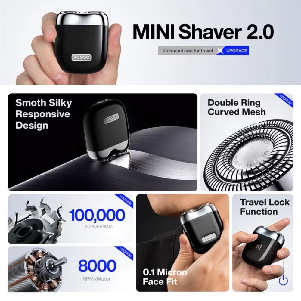 yoose Mini Shaver 2.0 Portable Electric Rechargeable Razor | Shopee ...