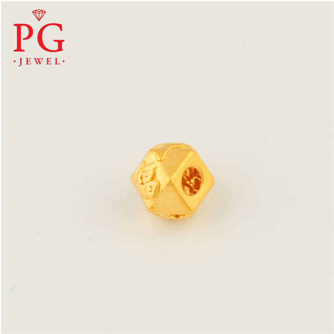 999/24K Gold Charm / Charm Emas Octagon Fook 足金菱形福字串饰 PGJH182073 ...