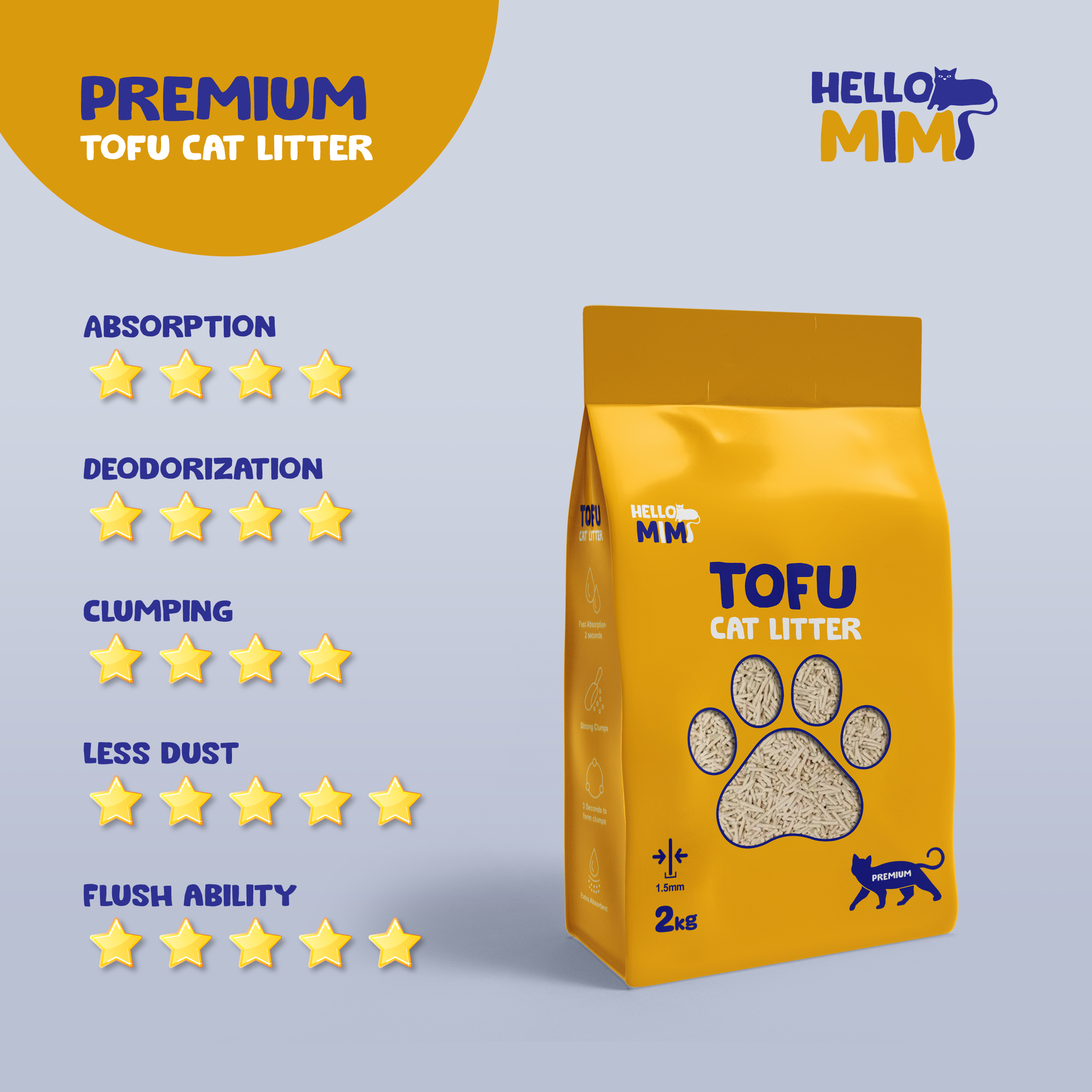 Premium TOFU Hello MIMI 2KG/6.5L CAT Litter Premium TOFU Pasir Kucing ...