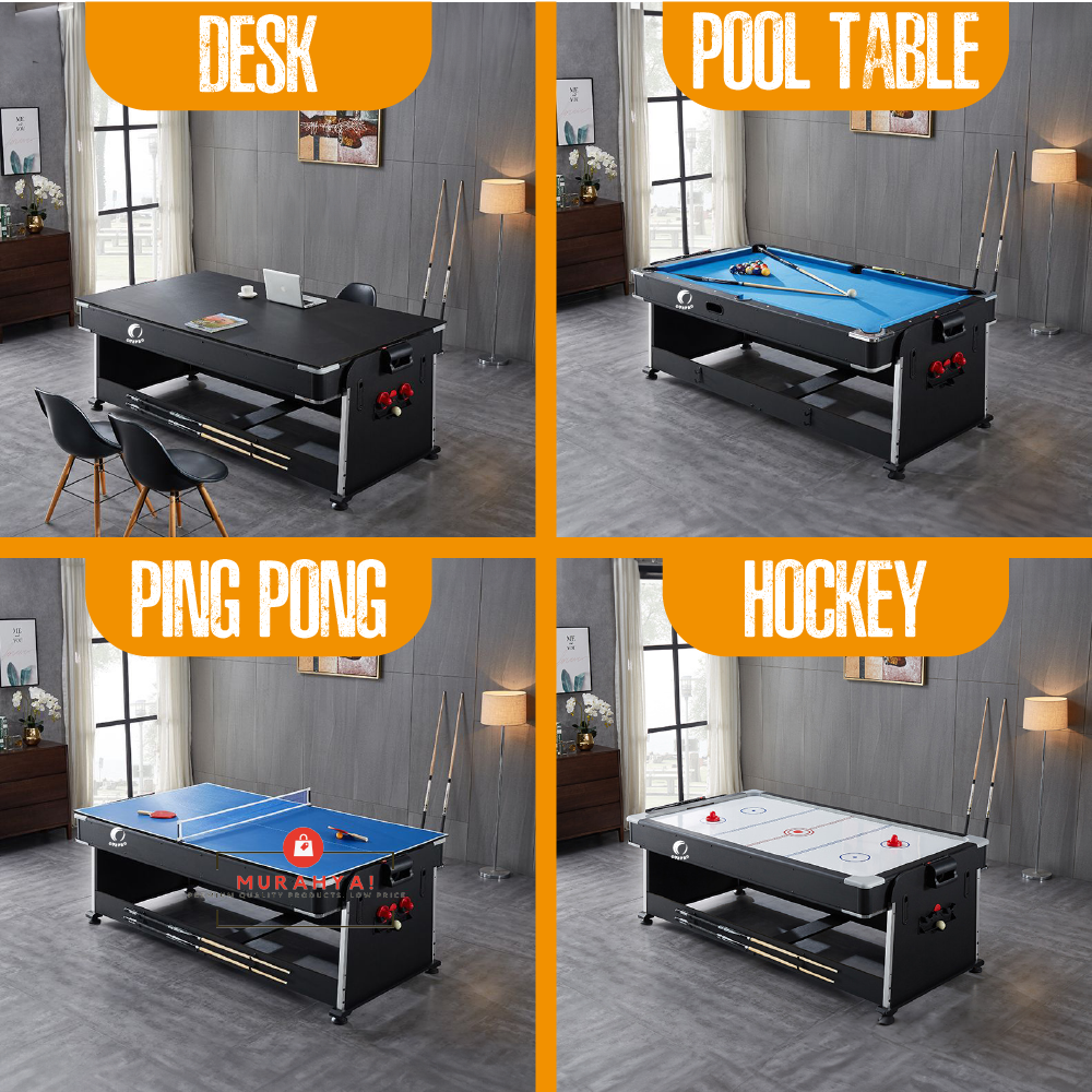 Pool Table 4 in 1 Meja Pool American billiard Snooker set air hockey ...