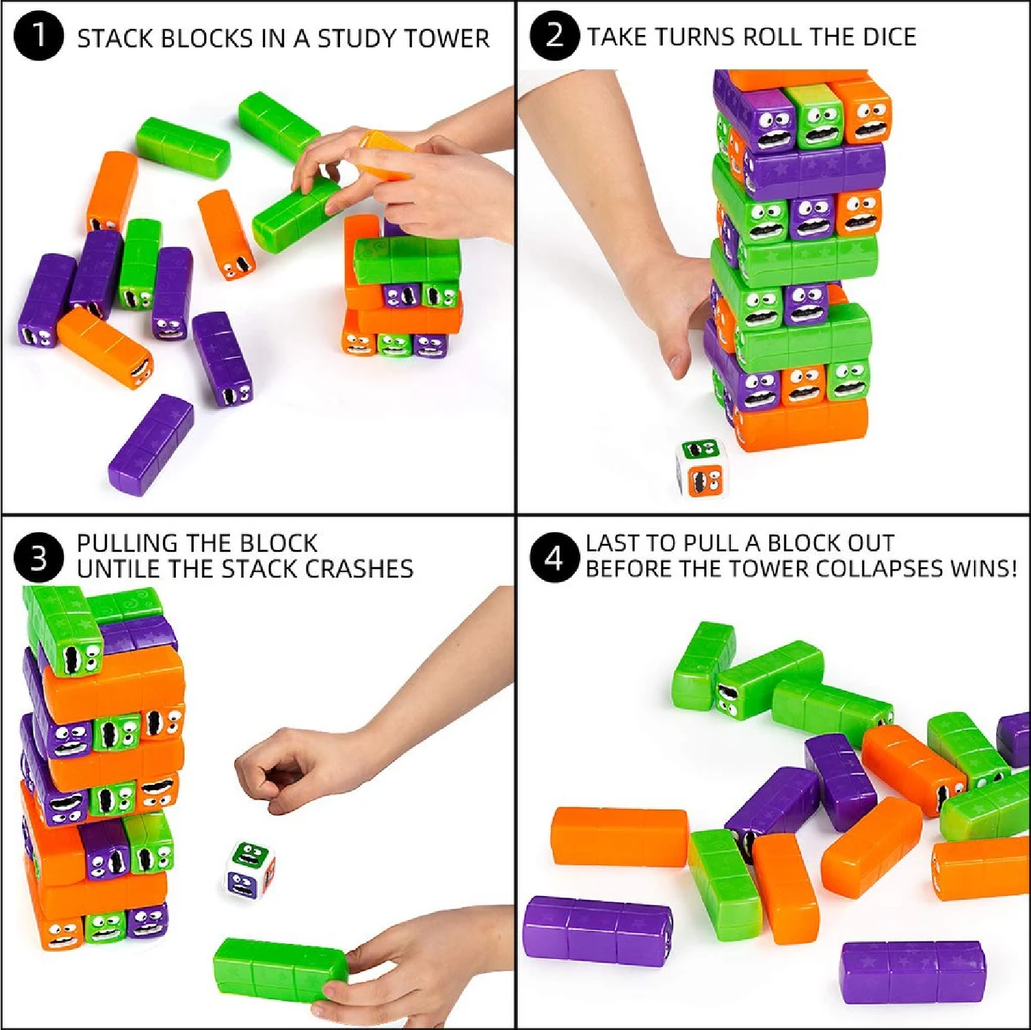 Jenga Wobbly Worms Tower Balancing Game Blocks Game Tower/ Block Mainan ...