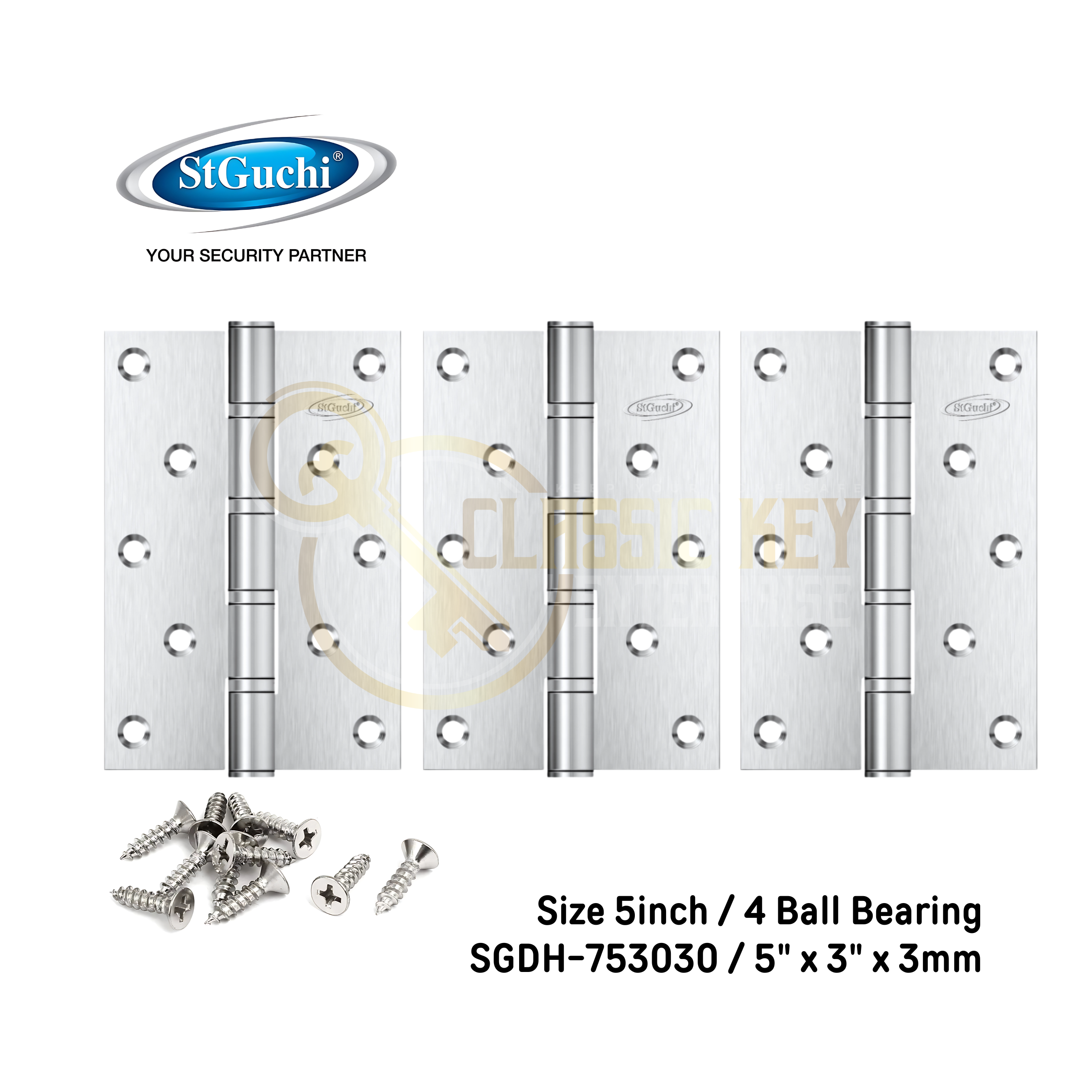 St Guchi Hinges SUS304 Stainless Steel Heavy Duty 4 Ball Bearing (Size ...