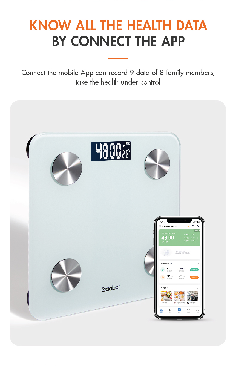 Gaabor Weight Scale HD Tempered Glass Display Low Error Intelligent ...