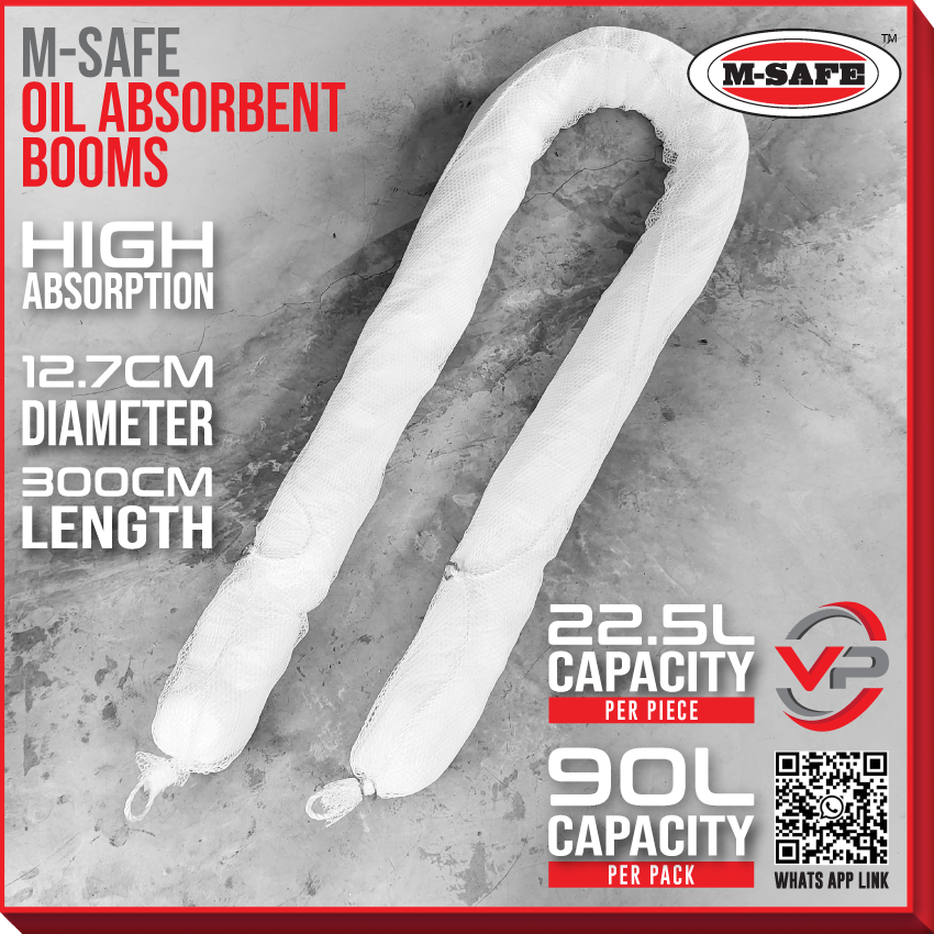 M-SAFE OIL ABSORBENT BOOMS 90L MODEL M-OB127300 FLOATING SPILL ...
