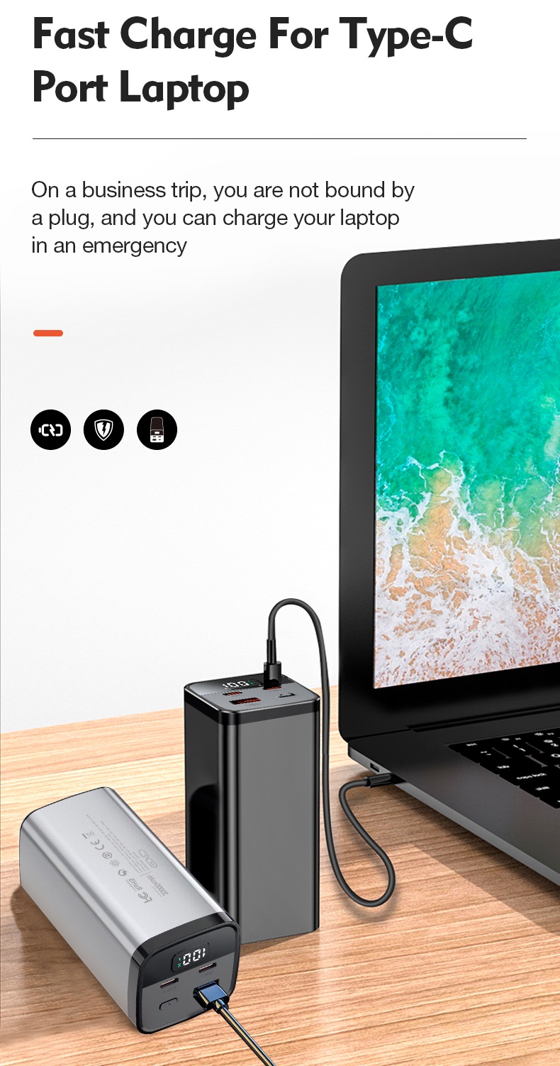 EYD JS65 20000mAh PD65W Power Bank Super Fast Charging Powerbank For ...
