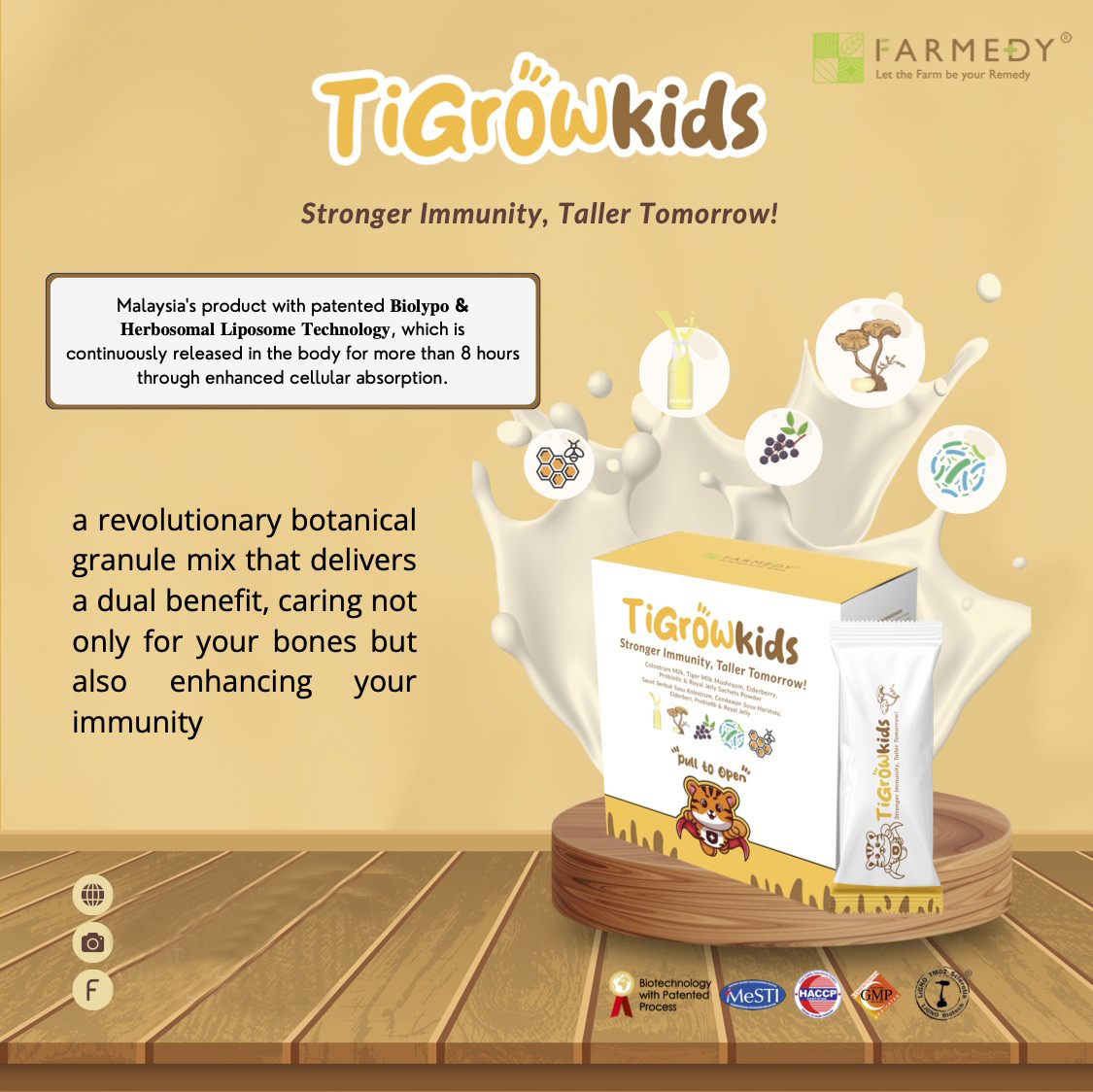 Farmedy TigrowKids 30 Sachet / Box - Strengthen immune system healthy ...