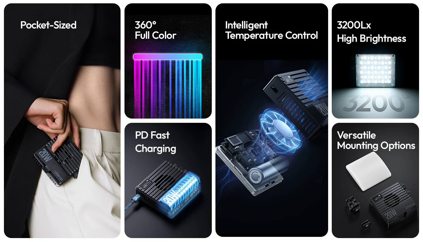 Ulanzi LE20 20W Pocket RGB Video Light 3200Lx CRI 95+ | Shopee Malaysia