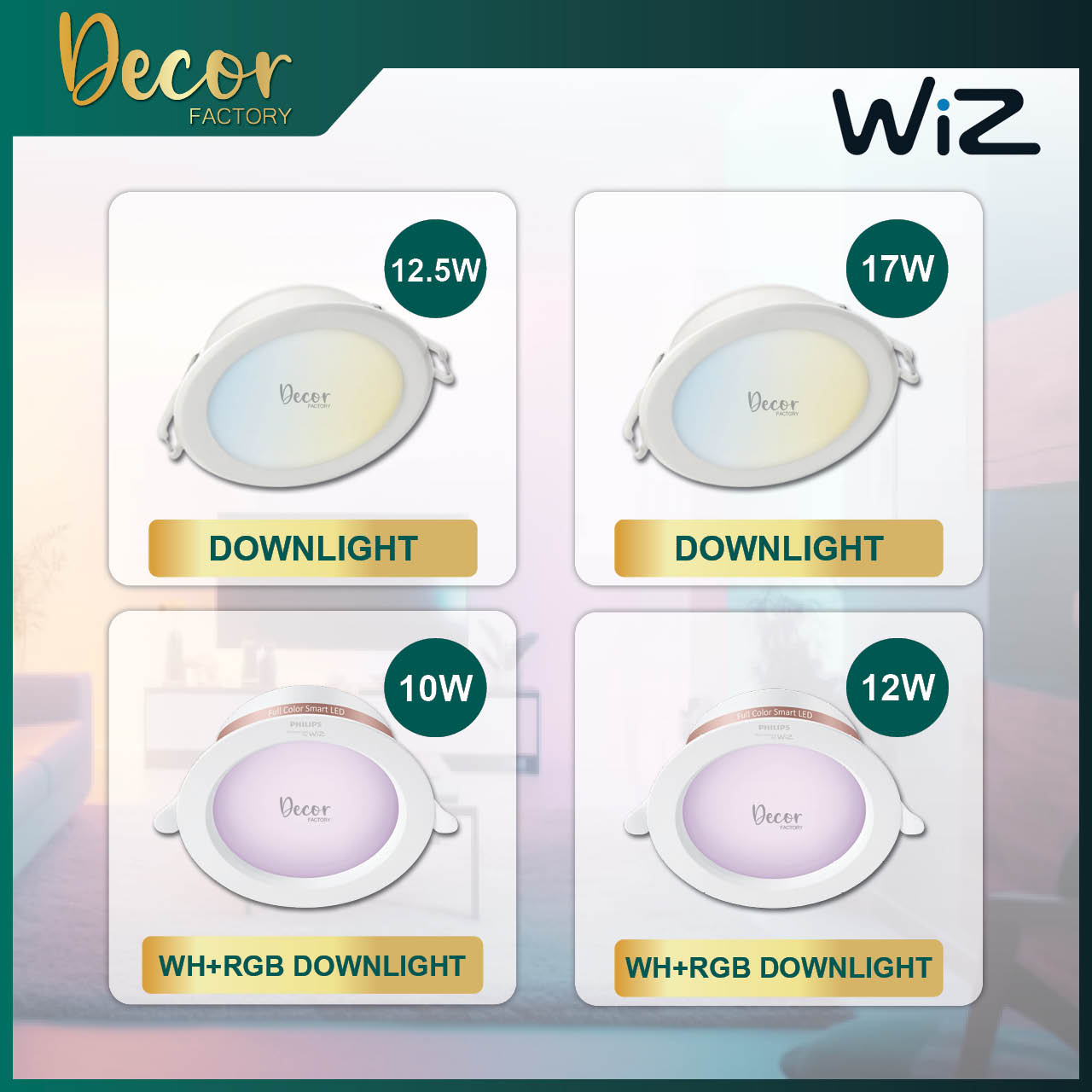 PHILIPS WIZ LED White Downlight 12.5W 17W / Tunable White + RGB Colour ...