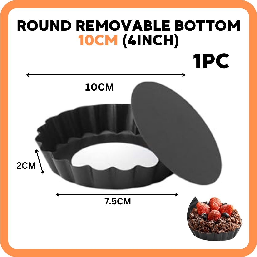 1pc Pie Tart Round Removable Bottom Tray, Egg Tart pan, Pizza Non-Stick ...