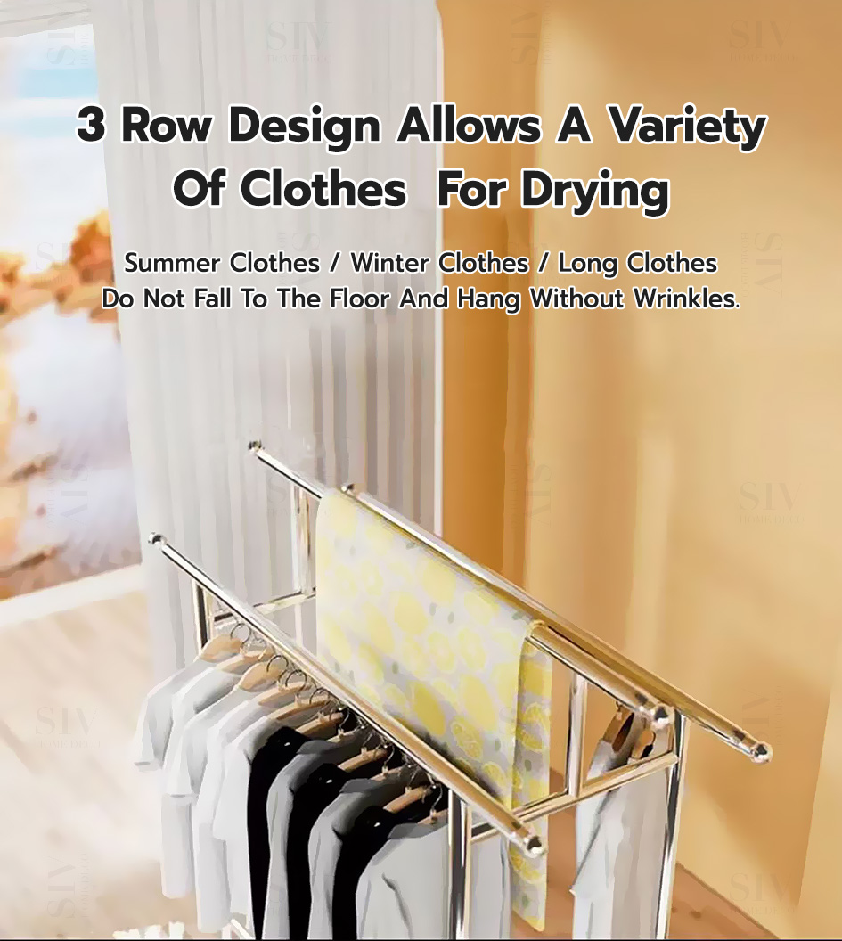 SIV Thickened Stainless Steel Clothes Drying Rack – Adjustable Triple ...