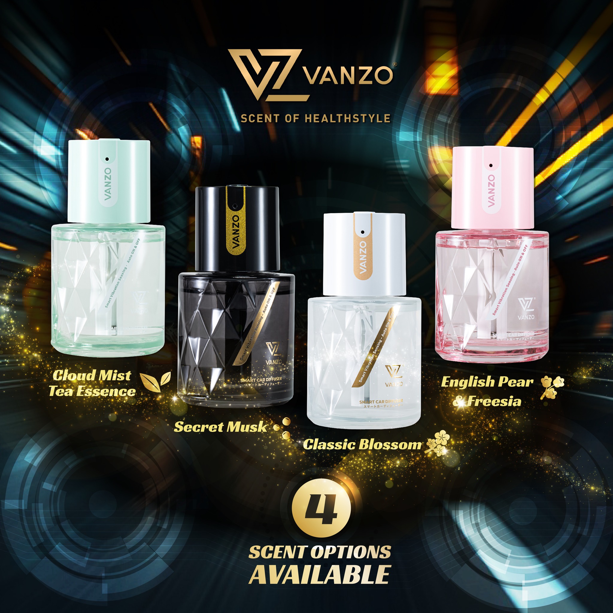 VANZO Smart Car Diffuser 120ml | Refill Pack 100ml 智能汽车香薰机 | Shopee ...