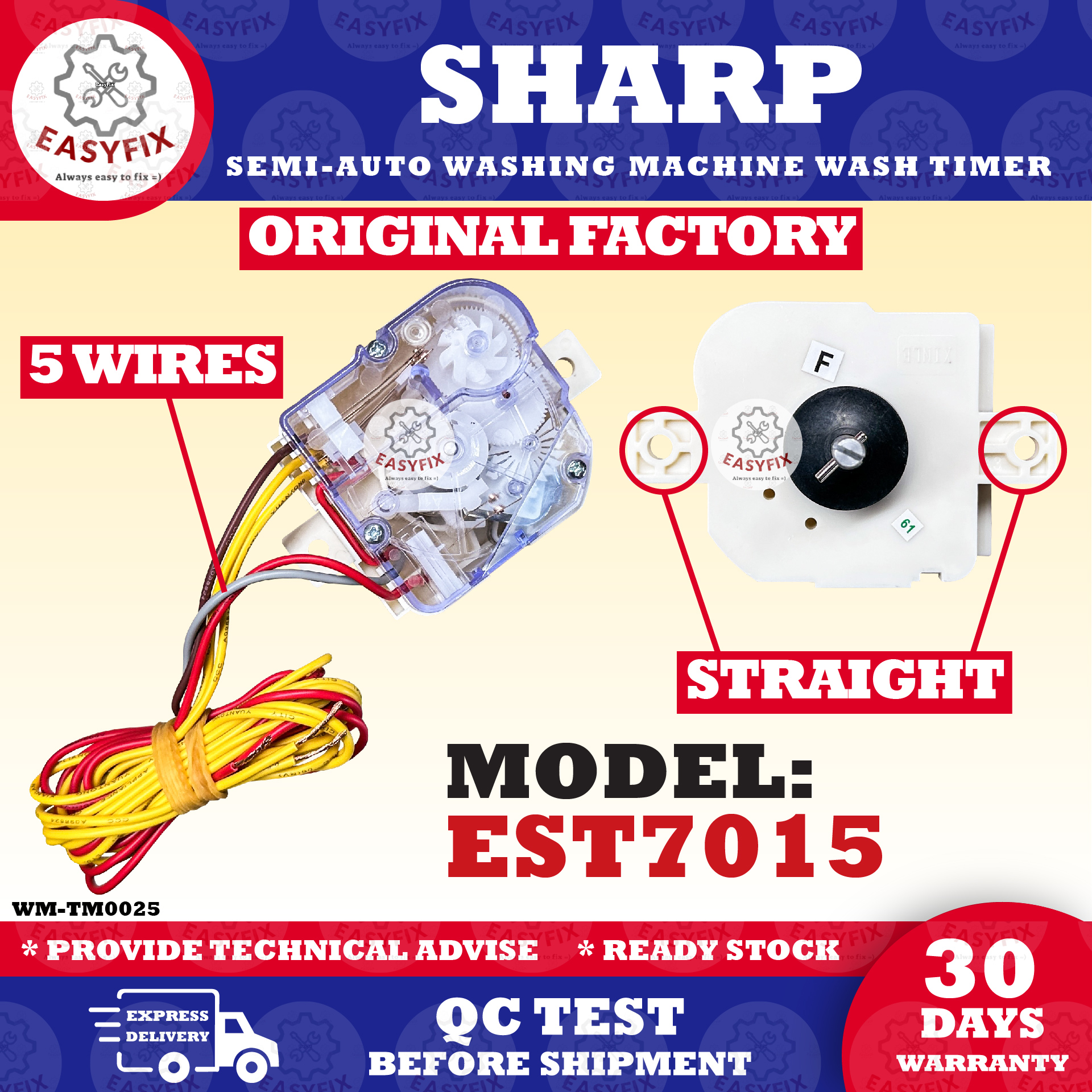 (ORIGINAL FACTORY) EST7015 SHARP SEMI-AUTO WASHING MACHINE WASH TIMER TIMER MESIN BASUH EST-7015 ...