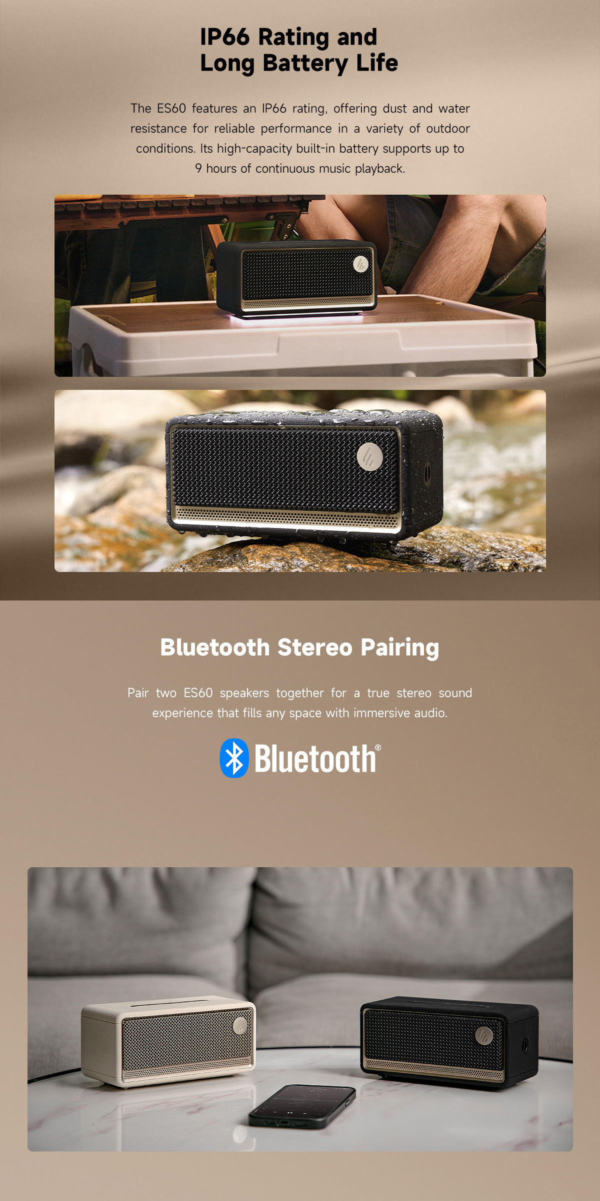 Edifier ES60 Portable Bluetooth Outdoor Indoor Speaker work with ...