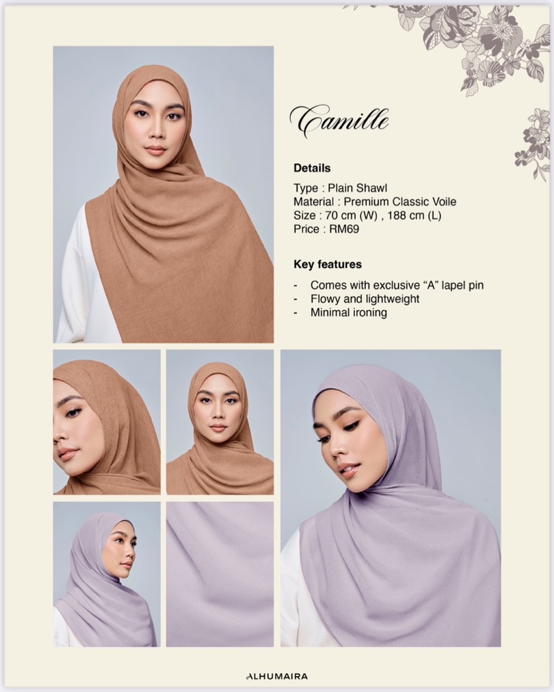 (Zahrania Industries) CAMILLE ALHUMAIRA SHAWL | Shopee Malaysia