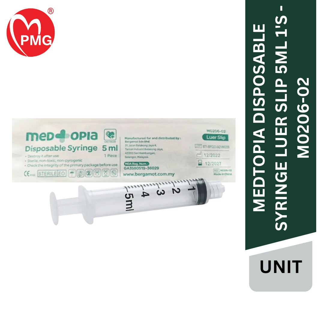 [PMG PHARMACY] Medtopia Disposable Syringe Luer Slip 5ml 1's M0206-02 ...