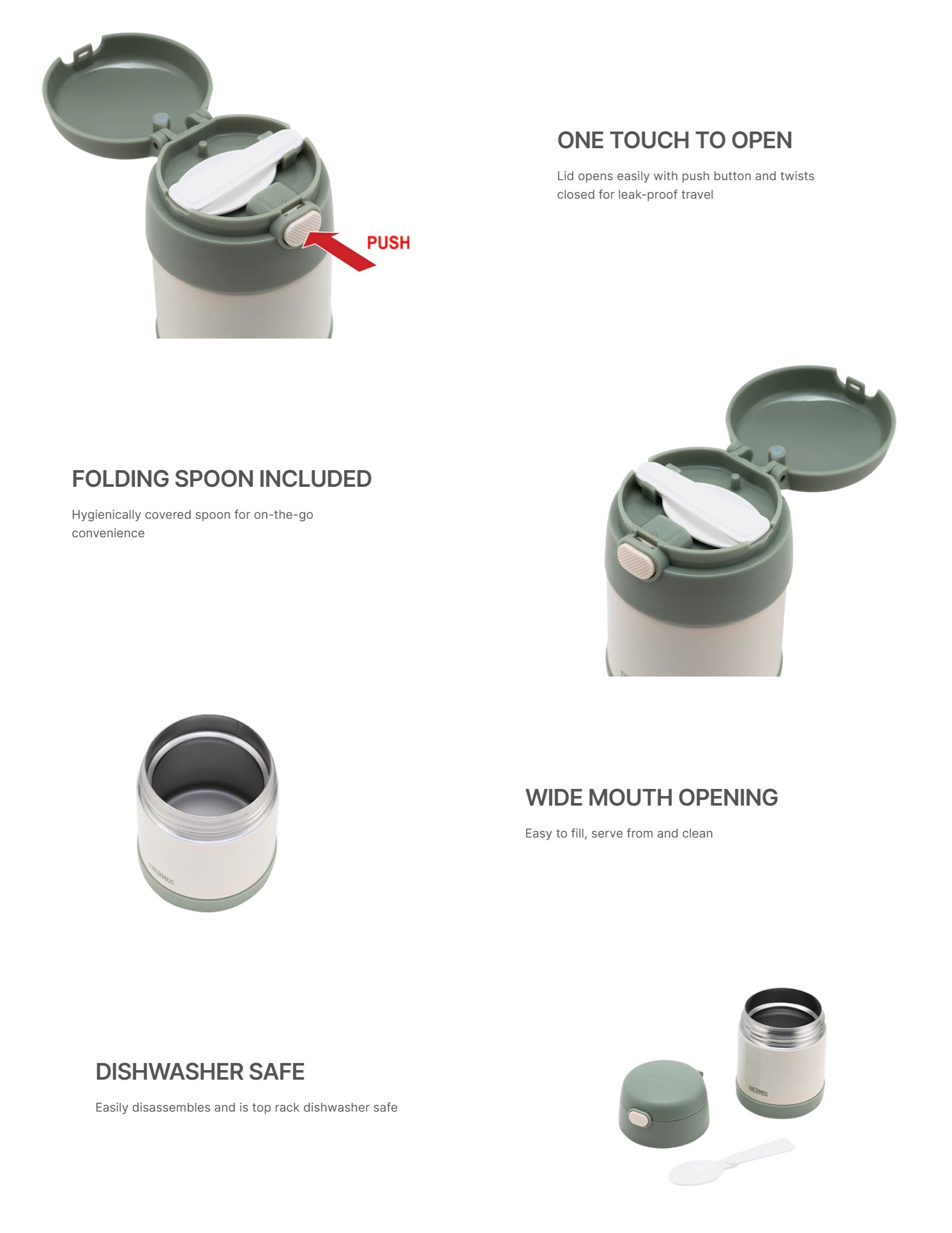 Thermos One Push Food Jar with Spoon (290ml) | One Push Straw Tumbler with Carry Handle (350ml ...