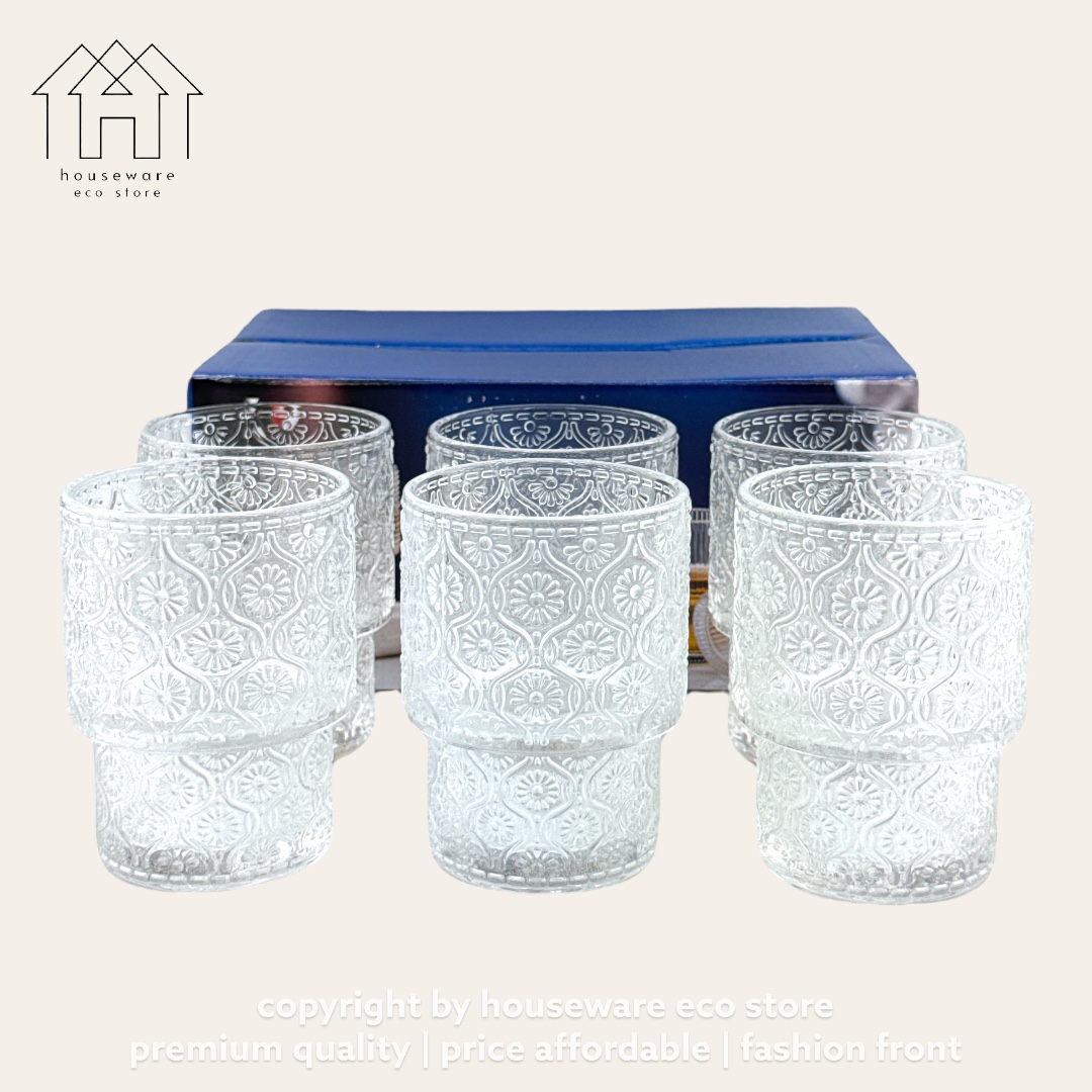 INS Cafe Glass Cup Flower Glass Drinking Cup Coffee Cup / Gelas Kaca ...