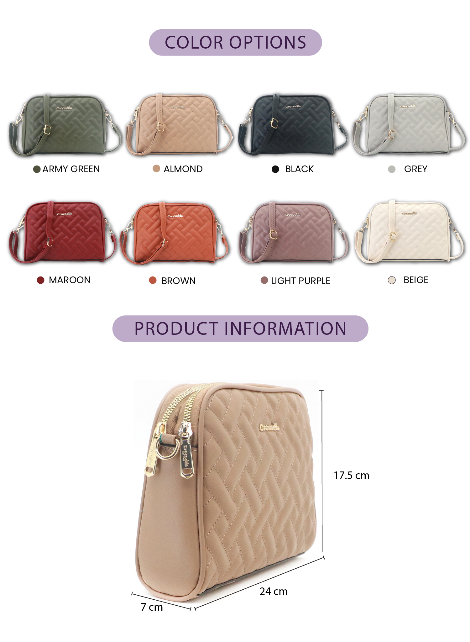 Crocodile Women Sling Bag RHMM (Bag Tangan Wanita) | Shopee Malaysia