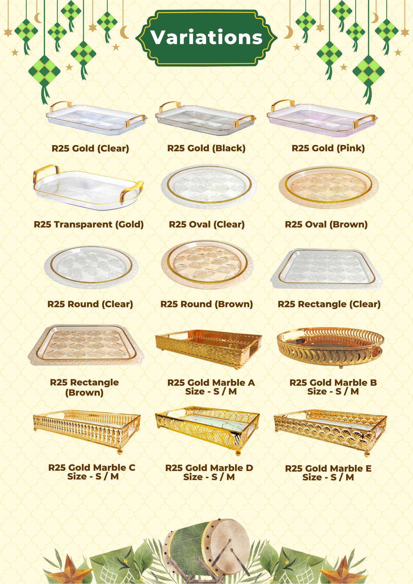 SUPERSAVE Dulang Tray Raya 2025 Mirror Coffee Food Gold Metal Buffet ...