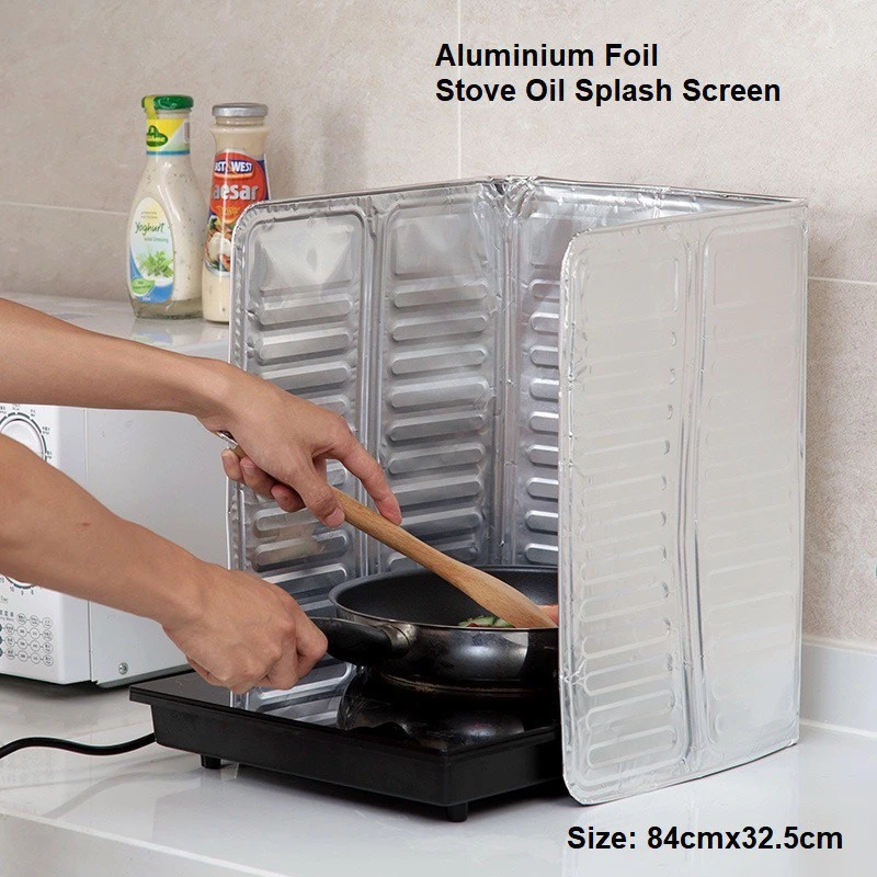 Foldable Aluminium Foil Stove Oil Splash Shield Cover Kitchen Gas ...