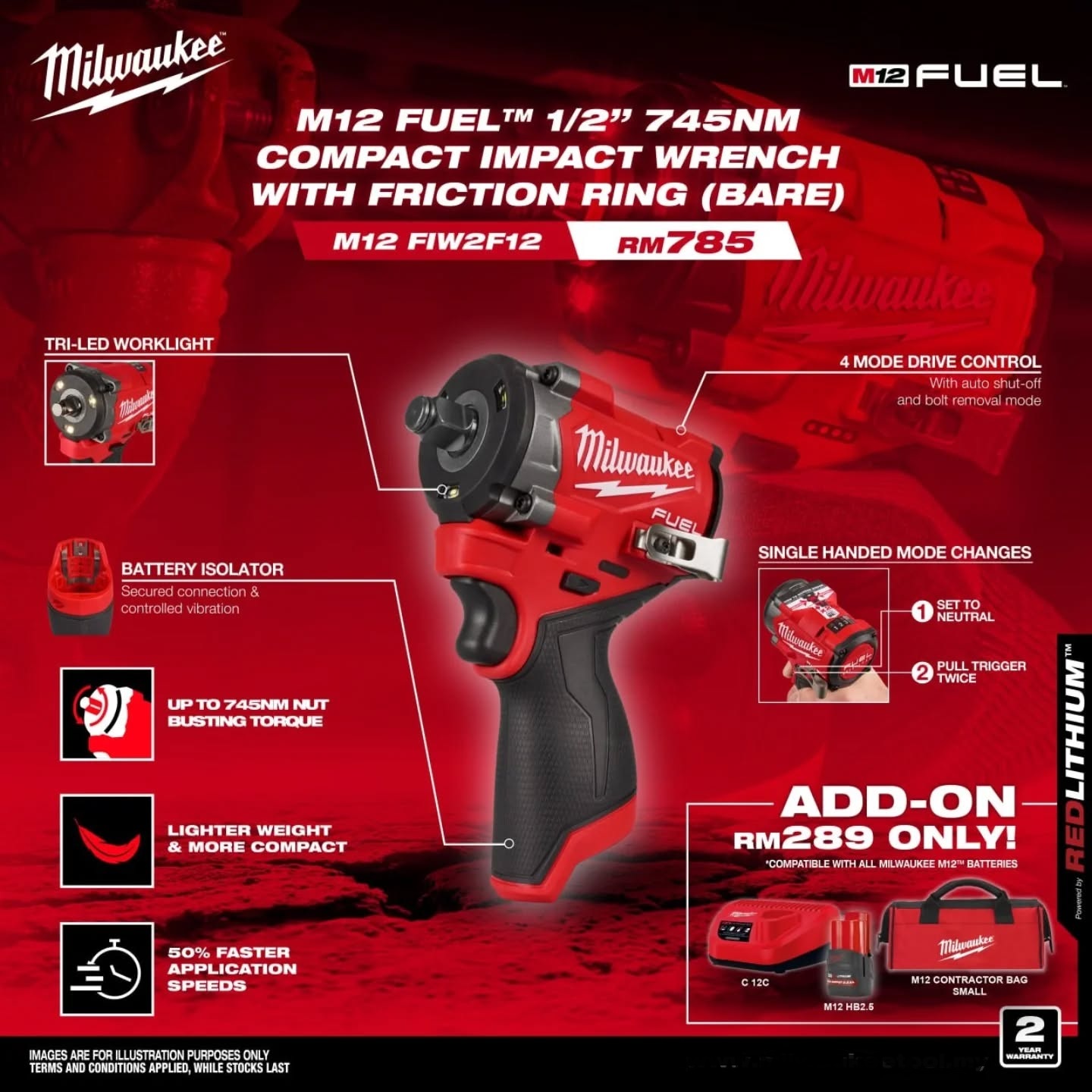 MILWAUKEE M12 FUEL NEW Gen III 1/2″ Stubby 745Nm Compact Impact Wrench ...