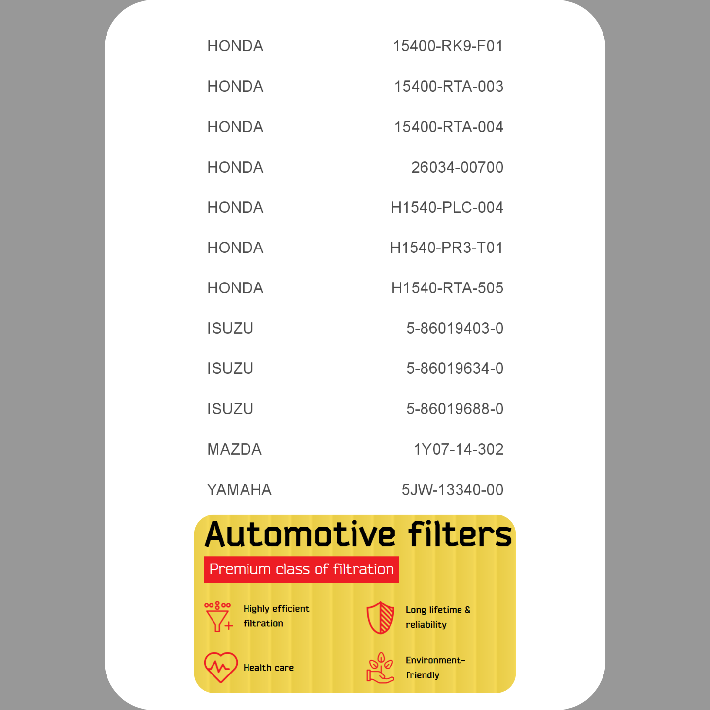 JS Asakashi Oil Filter C-809J - Suitable For All Honda & Proton (Made ...