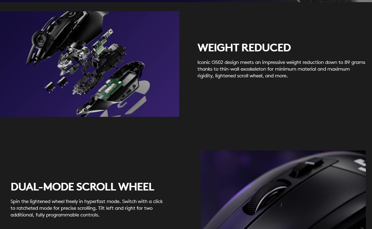 LOGITECH G502 X WIRED GAMING MOUSE WITH HERO 25K SENSOR / LIGHTFORCE ...